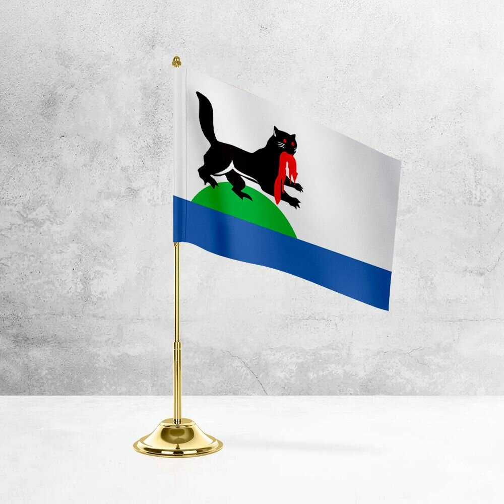 Настольный флаг Иркутска на металлической подставке под золото