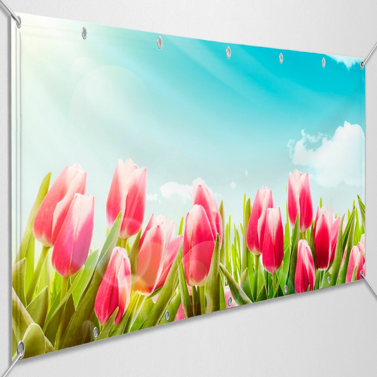 Баннер, растяжка "Весенний фон" для оформления / 1.5x0.75 м.