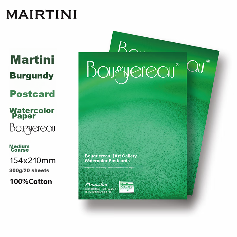 Mairtini Buguolu Watercolor Paper, Coarse Texture Drawing Paper for Art, 20 Sheets, 300g, 154×210mm, FE-001