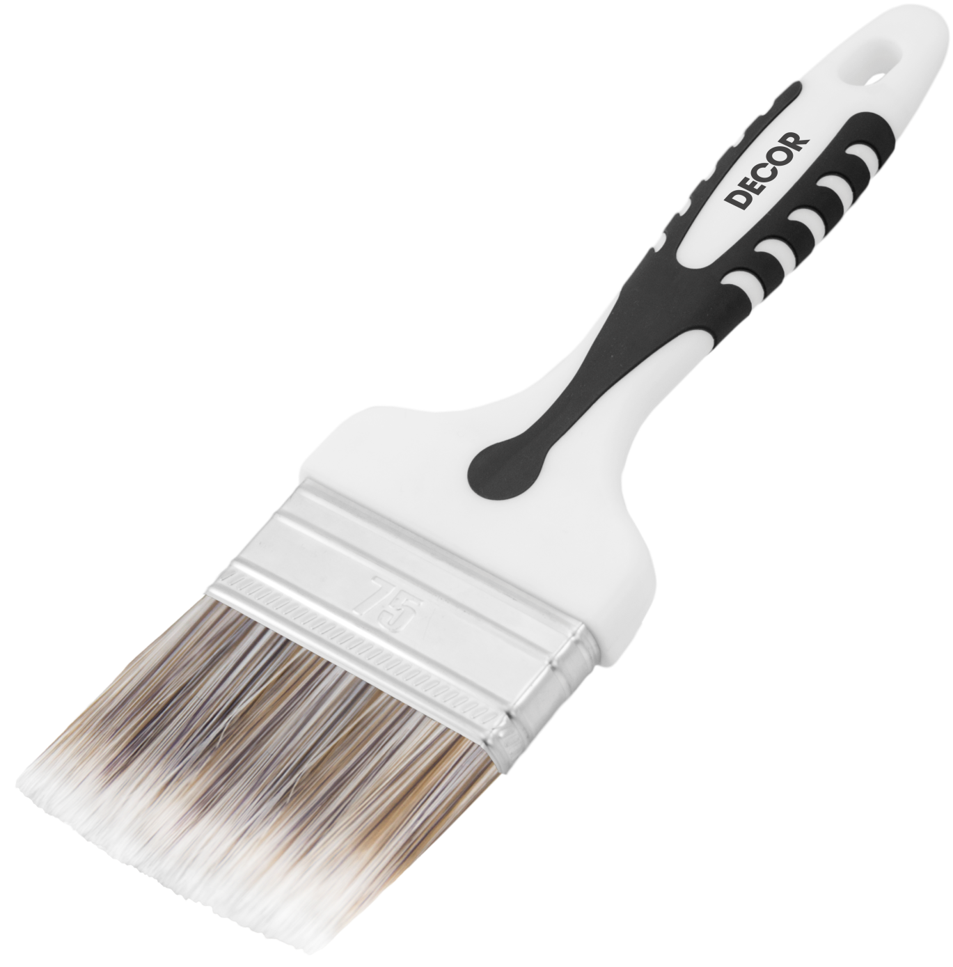 Кисть малярная DECOR / Декор Black White Premium универсальная, с серебристой синтетической щетиной, плоская, 50х15мм / малярные и отделочные инструменты