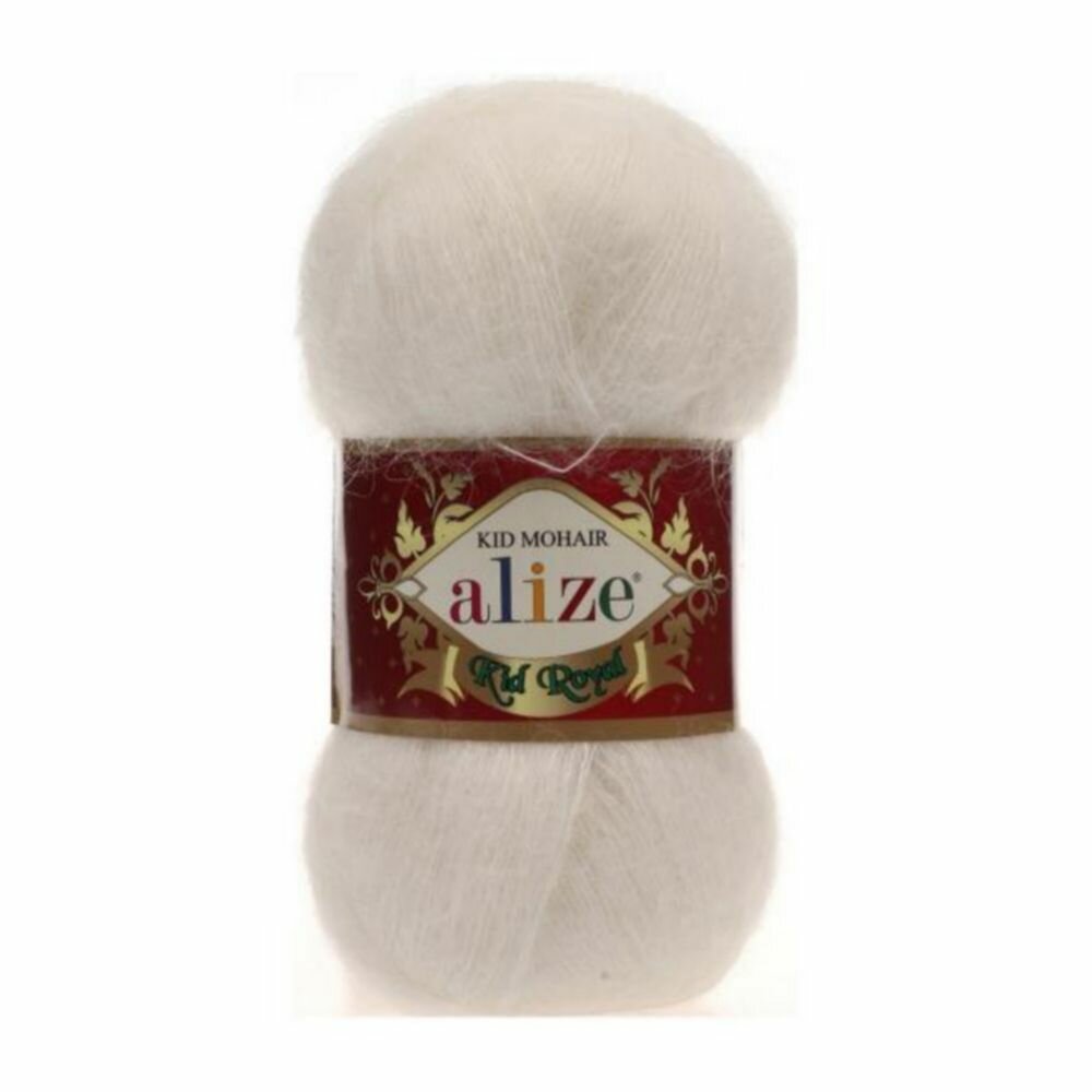 Пряжа для вязания Alize Kid royal 62 кремовый 50 гр/500 м 62% кид мохер, 38% полиамид