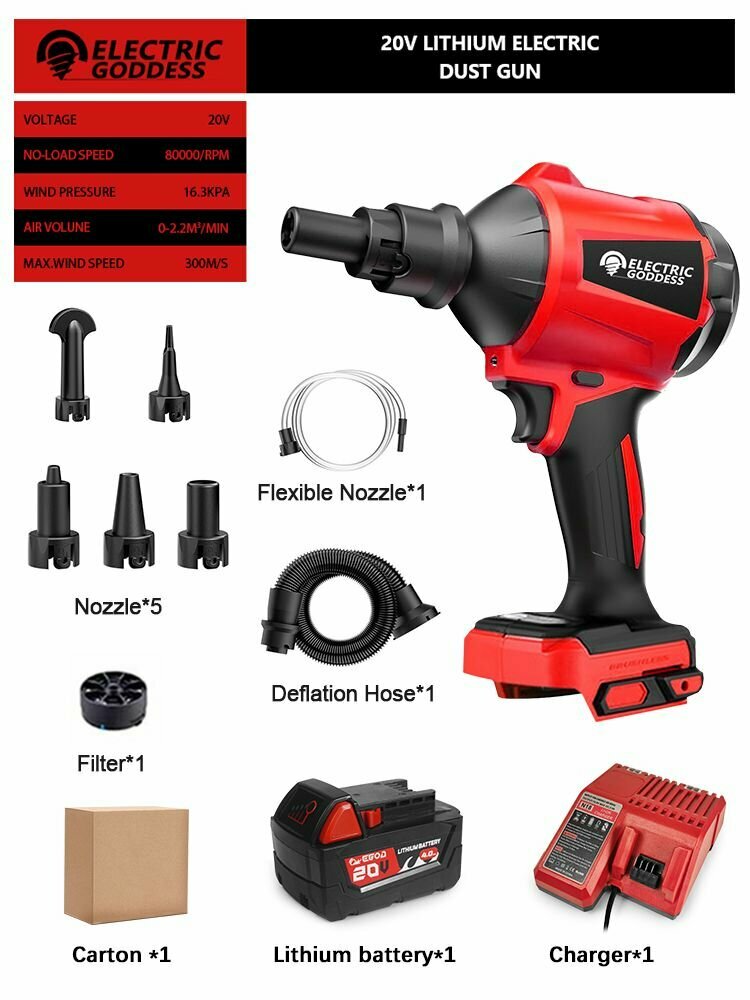 Электрический фен воздушный пистолет, садоводство и домашний инструмент удаления пыли, для батарей Милуоки, аксессуары