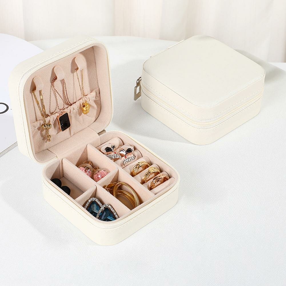 Шкатулка для хранения украшений и колец, коробочка для бижутерии, цвет - белый