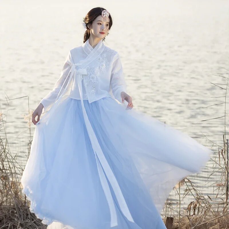 Женский корейский ханбок из полиэстера XXXL