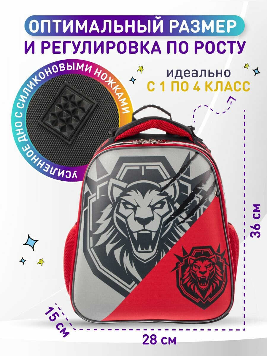 Ранец школьный Комус Класс Basic Храбрый, ортопедический, 2 отделения, 4 кармана — фото 1