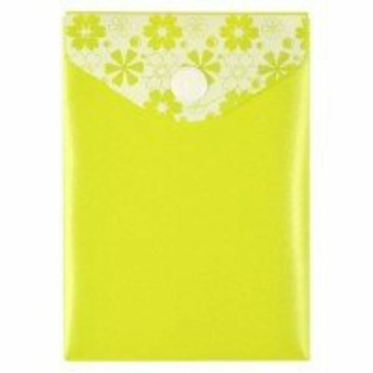 Конверт на кнопке А7 80*110мм COMIX зеленый с узорами. Комплект из 2 штук