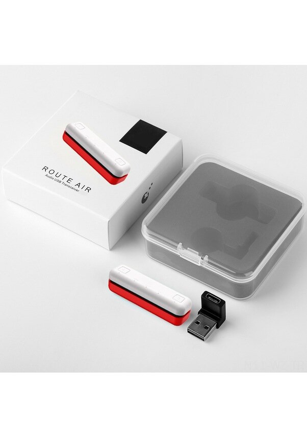Адаптер Route Air для Nintendo Switch Bluetooth 5.0 — низкая задержка, два подключения, радиус действия 10 м, USB-C/USB-A, красно-белый