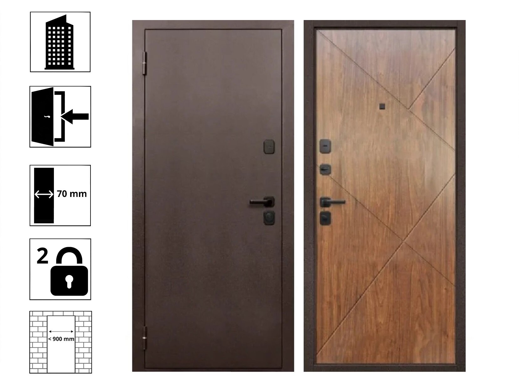 Дверь входная Ferroni, 7 см Гарда Антик медь Мореная береза, 860L