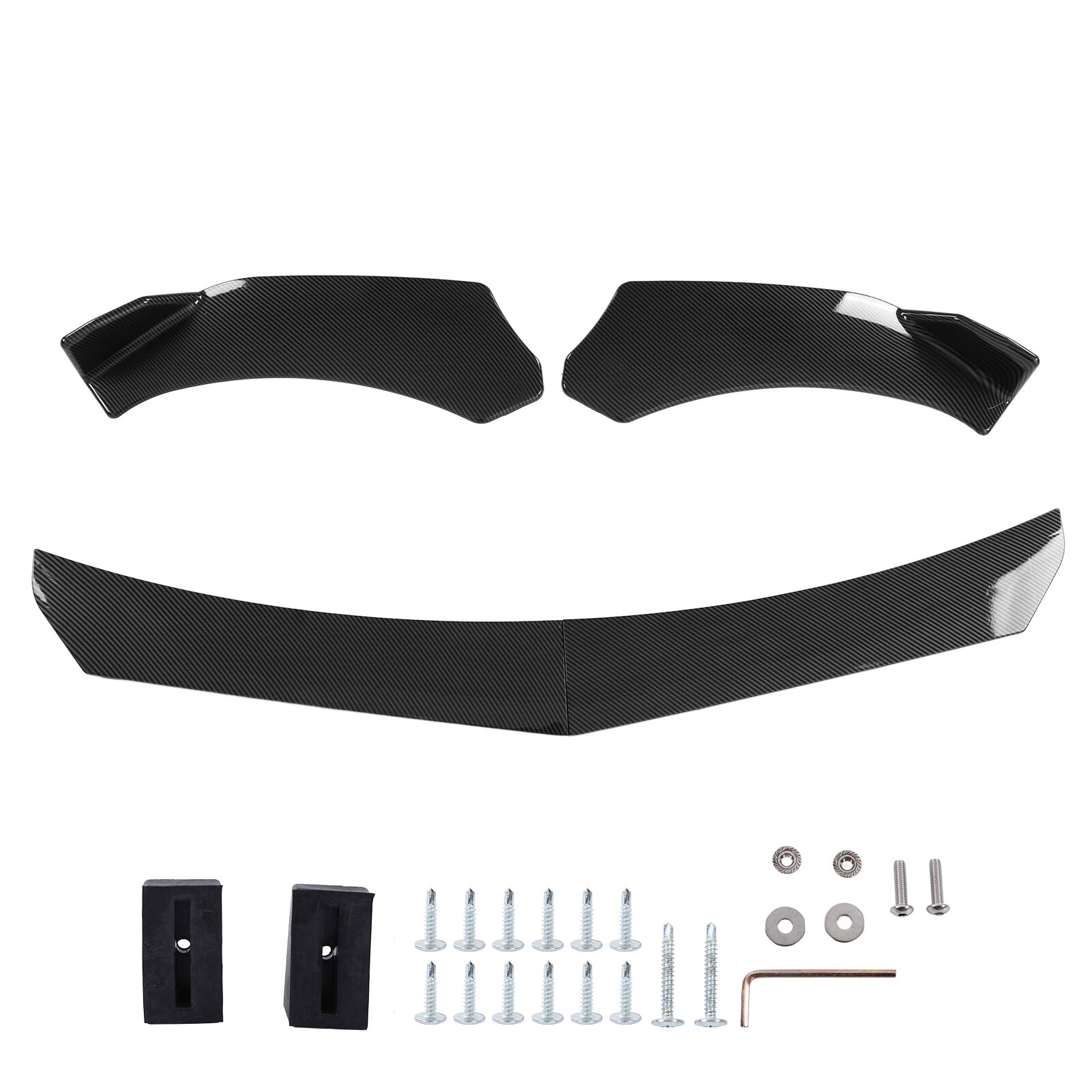 Спойлер на передний бампер, 4 части, универсальная посадка, агрессивный стиль, модификация автомобиля, карбоновый вид, прочная внешняя отделка