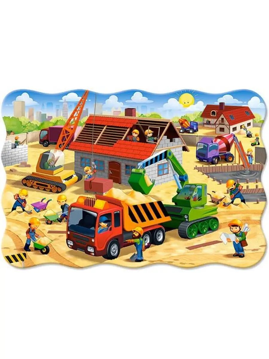 Пазл-мозаика "Строительство дома", 20 деталей, 59 см x 40 см