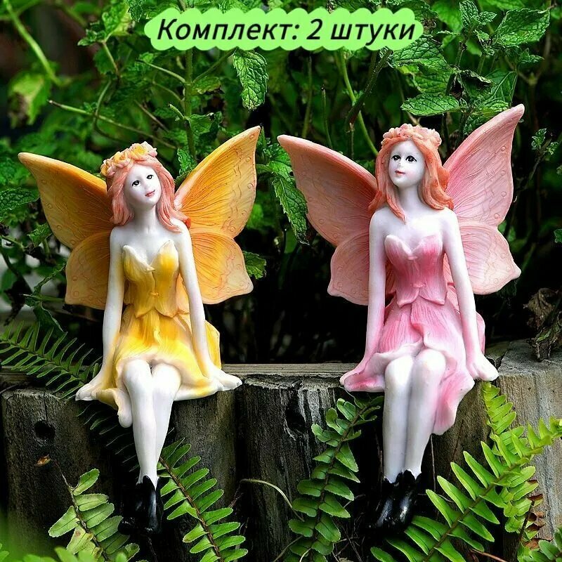 Художественные изделия из смолы «Цветочная фея», украшение для сада в виде ангела-девочки из мультфильма