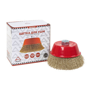Щетка для ушм чашка 125 мм, посадка m14, латунированная проволока ARNEZI арт. r8045125