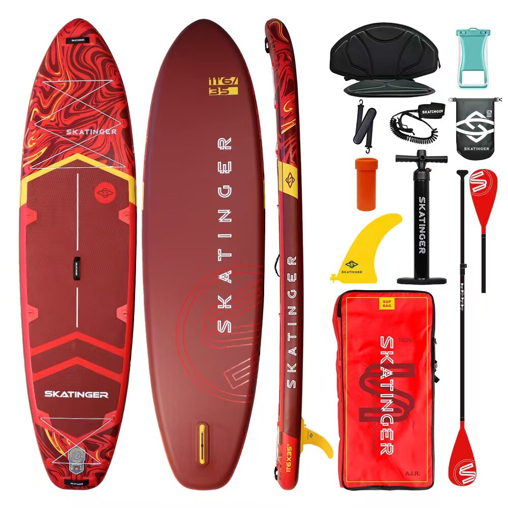Надувная Сап-доска SKATINGER meteor Reds (SUP board) двухслойная 350*89*15см