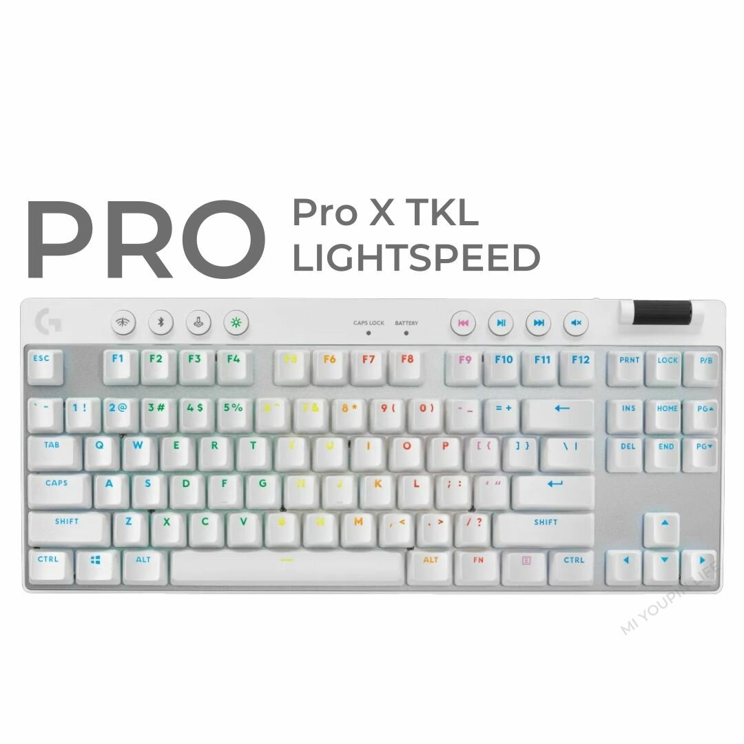 Игровая беспроводной механическая клавиатура Logitech Pro X TKL LIGHTSPEED Bluetooth LIGHTSYNC RGB, Белый