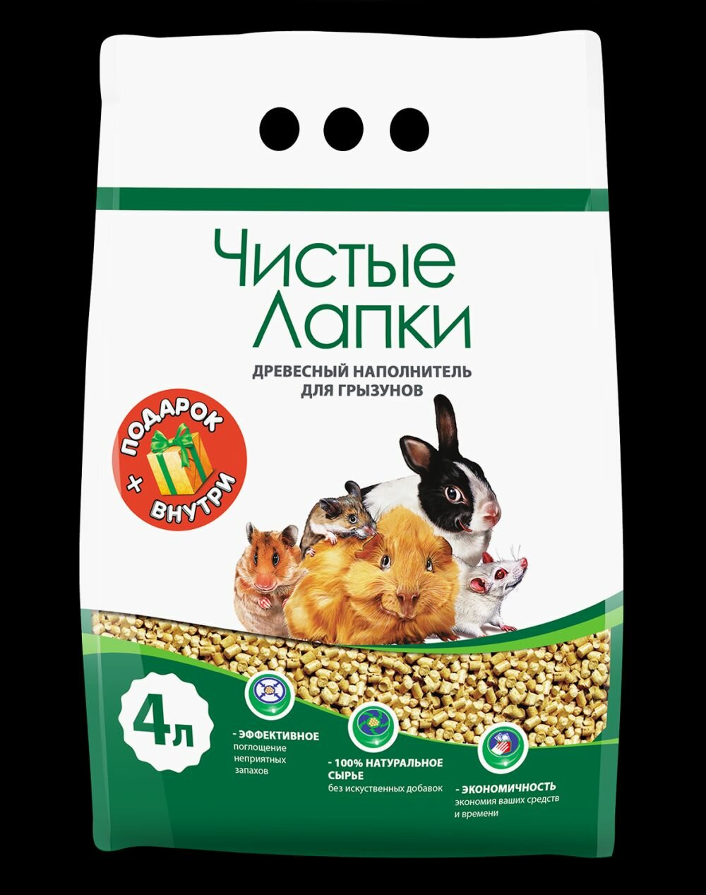 Чистые лапки д/грызунов древесный 4л