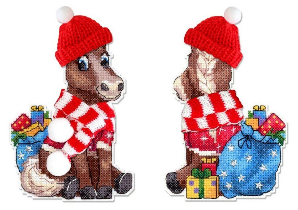 Набор для вышивания Жар-Птица #Р-1327 Конь в шапочке, Счетный крест, 9 х 13 см