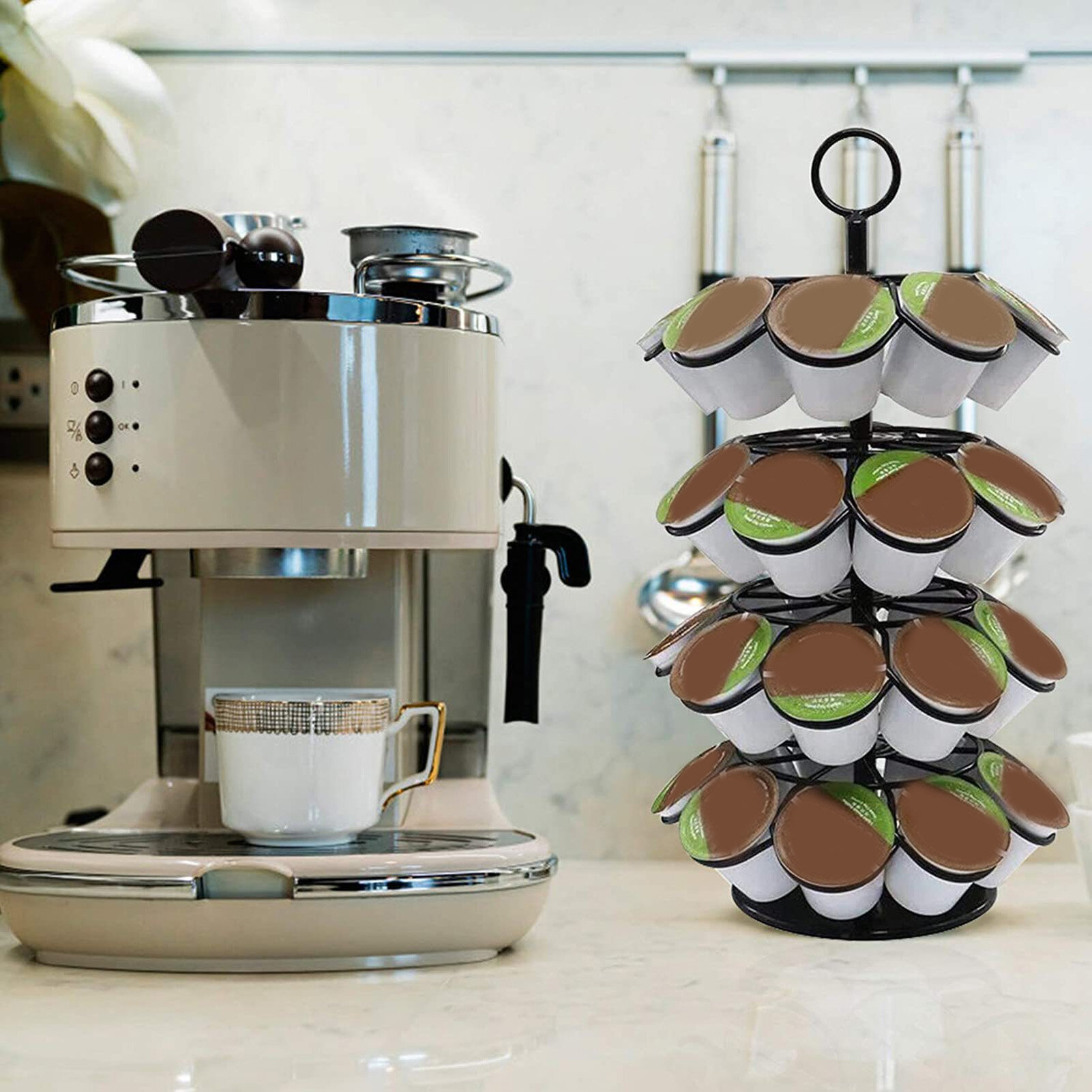 Держатель для кофейных капсул, железная съемная вращающаяся стойка для хранения 36 кофейных капсул для домашнего кафе, офиса