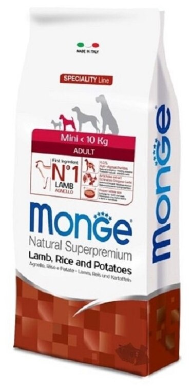 Monge Dog Monoprotein Mini (Монж монопротеин корм для взрослых собак мелких пород ягненок с рисом и картофелем) 2.5 кг