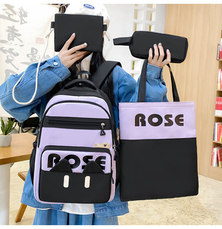 Комплект для школы 2025: Рюкзак, Пенал, Сумка для еды и Пенал | Набор 4 предмета | Школьный сезон | Полный набор ученика