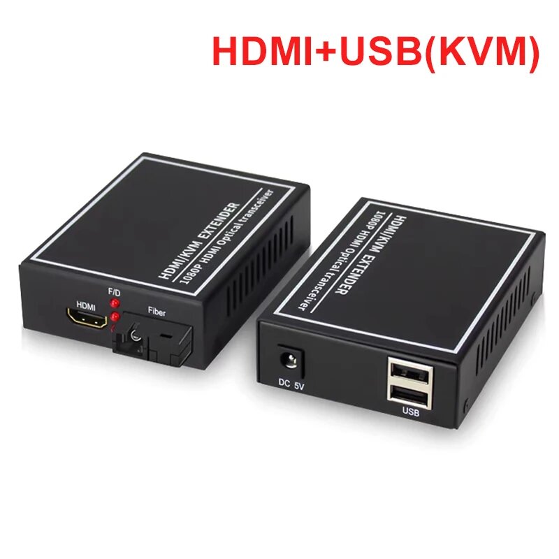 HDMI оптический удлинитель 20 км ATD-HDMI-WT/ATD-HDMI-WR with KVM(USB), With EU Plug