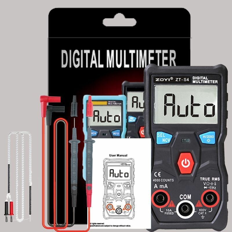 Цифровой мультиметр ZOYI ZT-S4, цифровой мультиметр с ЖК-дисплеем TRMS, переменного/постоянного напряжения тока температуры Ом частоты диодов сопротивления емкости