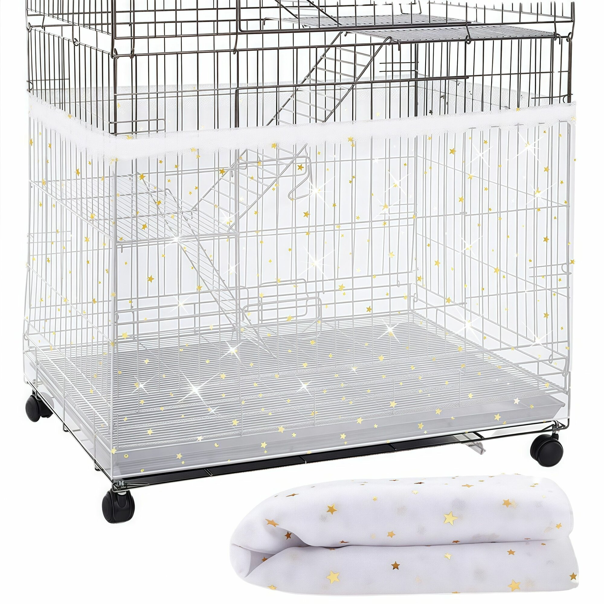 Сетка для клетки для попугаев , Универсальная дышащая, чехол на клетку от шелухи и перьев 37X220CM