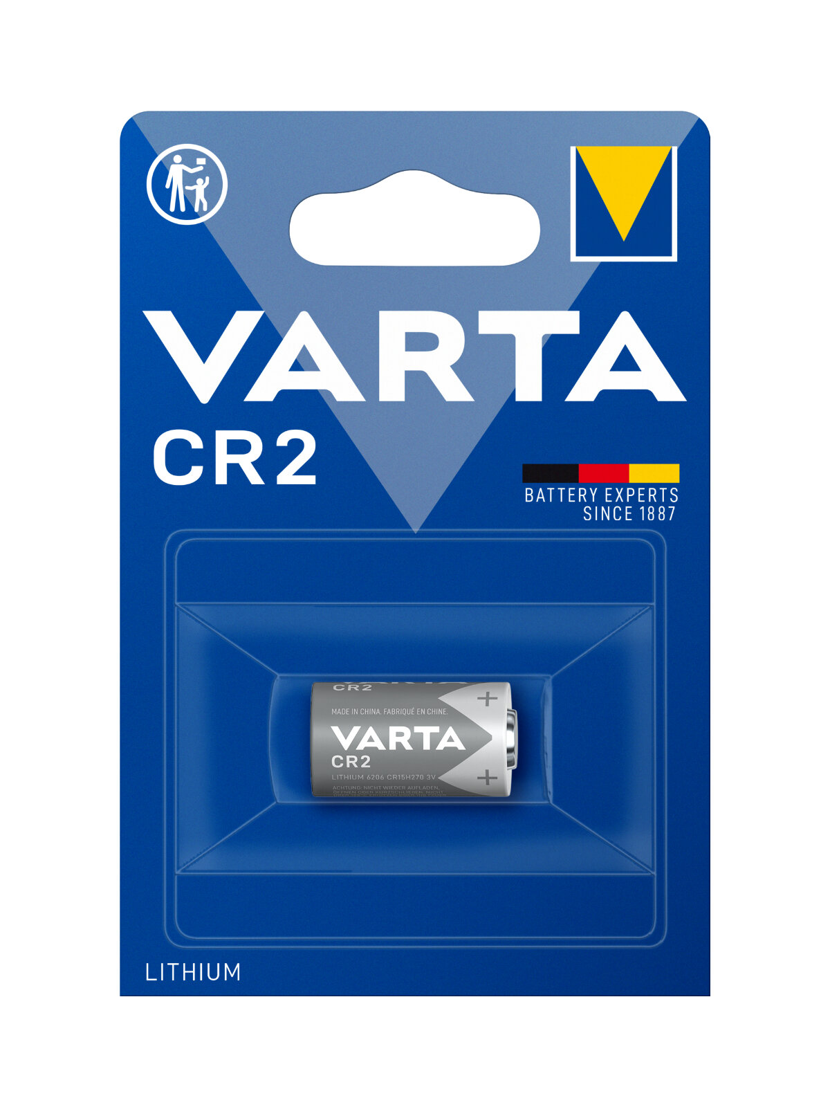 Батарейка литиевая для устройств с высоким энергопотреблением VARTA LITHIUM CR2, блистер, 1 шт