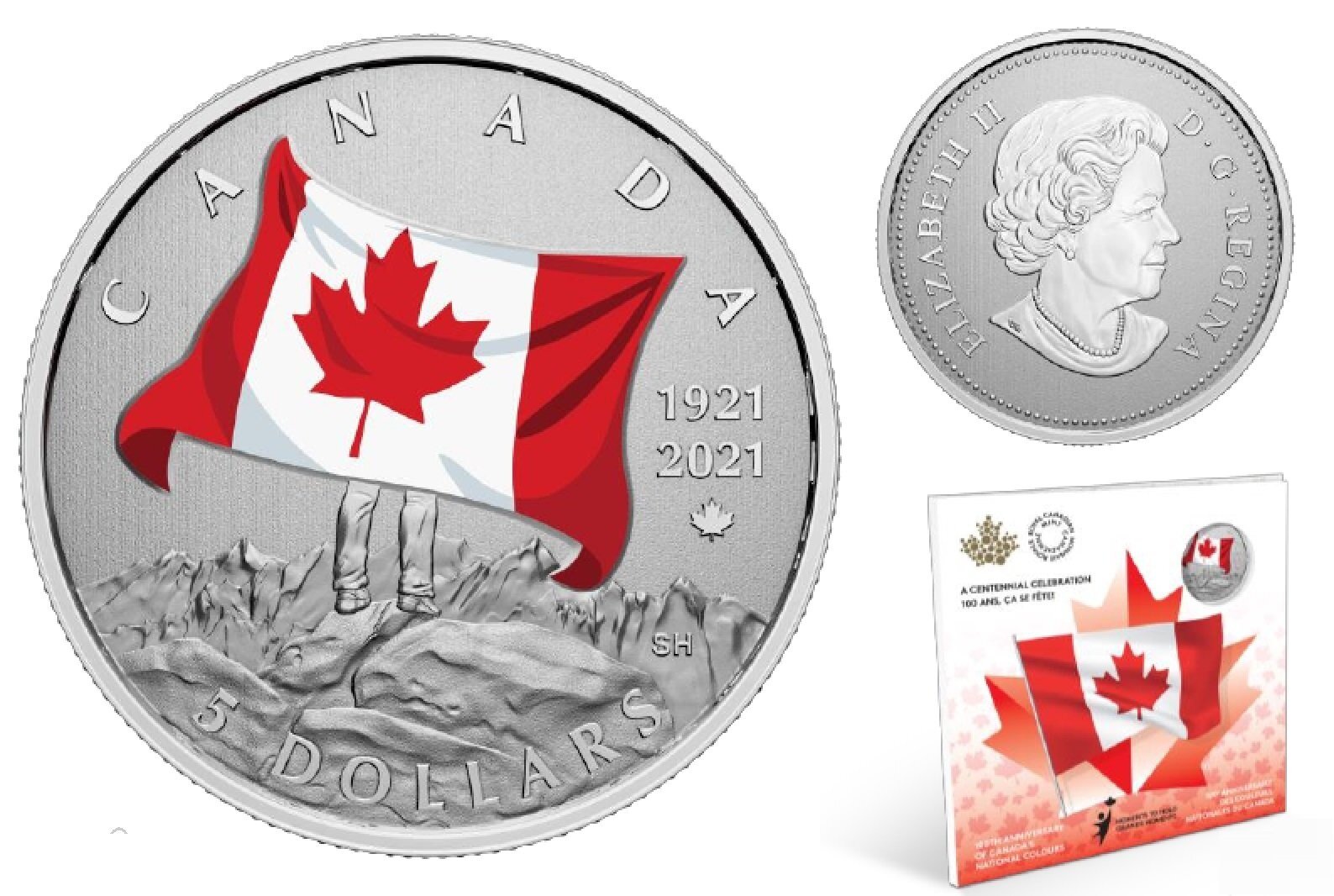Монета Канада. 5 долларов. 2021. 100-летия национальным цветам Канады. Ag 999. BU. UNC Тираж: 100.000