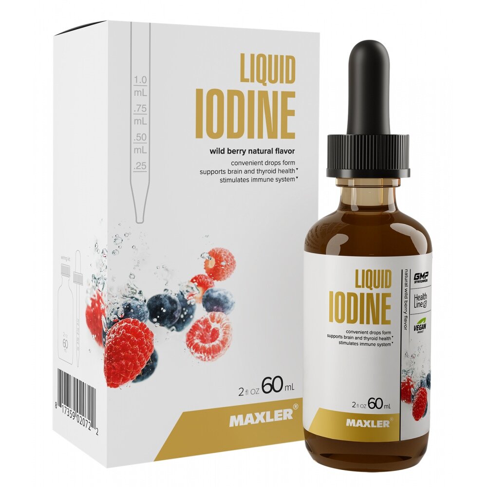 Maxler USA Liquid Iodine, 60 мл, Вкус Wild Berry (Natural) / Дикая Ягода (Натуральный)