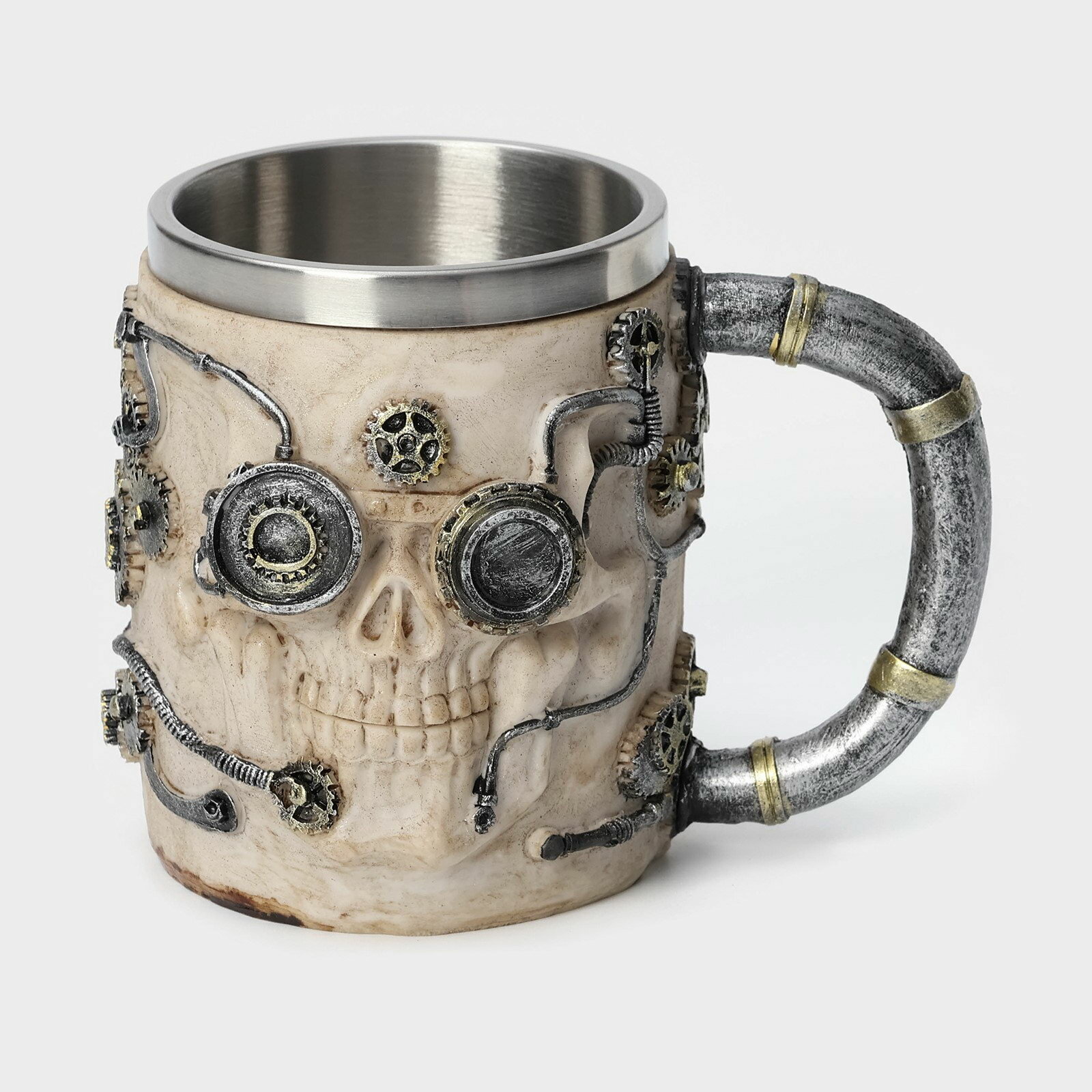 Кружка средневековая "Мертвец", 400 мл, 15x10x11 см, нержавеющая сталь, бежевая