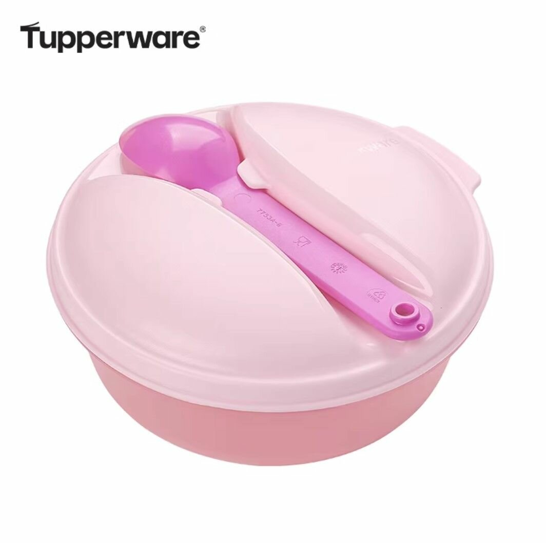 Контейнер Tupperware "Снэк", 630 мл, 1 шт, розовый, с ложкой