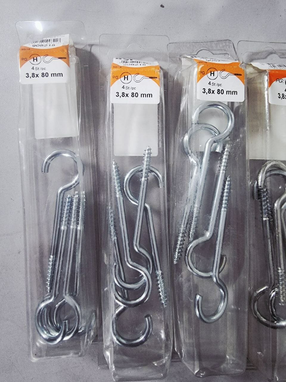 Шуруп крюк крепежный 3,8*80мм (4шт-1уп) HSI, Германия