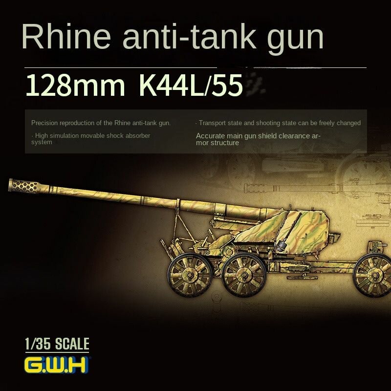 Great WaLL Hobby L3523 немецкая высокоскоростная противотанковая пушка rheinmetaLL 12.8cm k44 L/55 самолеты