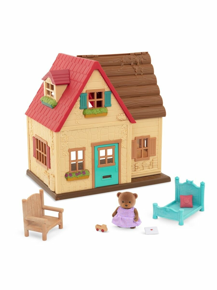 LI'L WOODZEEZ Игровой набор Загородный дом с мебелью и фигуркой, 2 этажа для детей от 3 лет