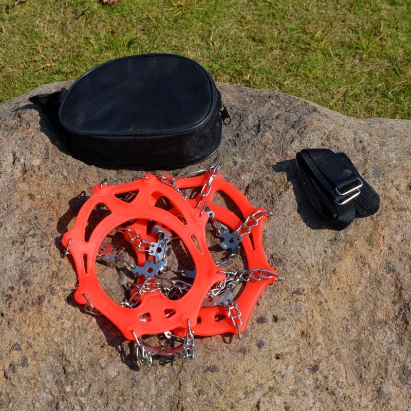 Крепление для обуви зимние противоскользящие с остриями 18 зубьев дизайн вечный оранжевый-м