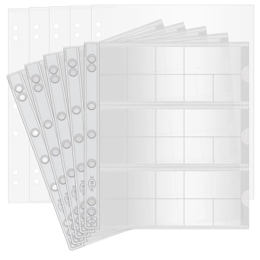 Листы в альбом NUMIS NH 24 для евро наборов, на 24 ячейки. Упаковка (5 шт.) Leuchtturm, #338425