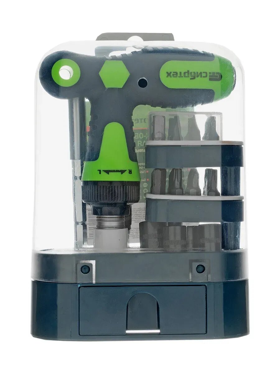 Отвертка т-образная реверсивная, биты, 33 пр, 13382