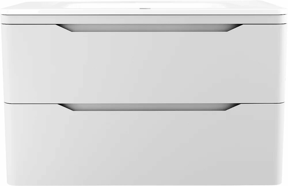 Тумба с раковиной Style Line Марелла 90 подвесная, 90 см, белая, матовая, из МДФ, с ящиками, раковина для ванной, прямоугольная