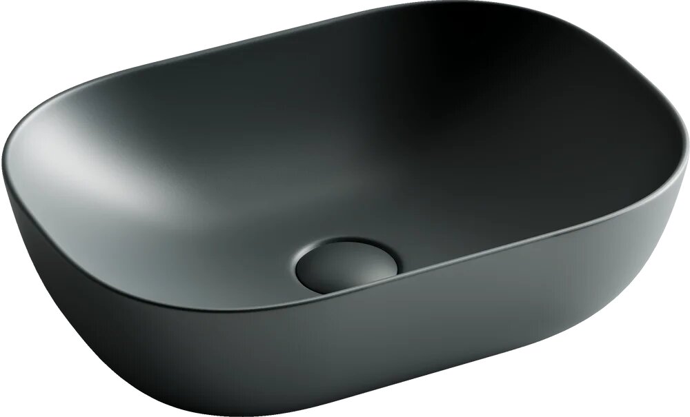 Накладная раковина Ceramicanova Element CN6009MDH 46 накладная, без отверстия под смеситель, фарфоровая, прямоугольная, раковина для ванной, серая