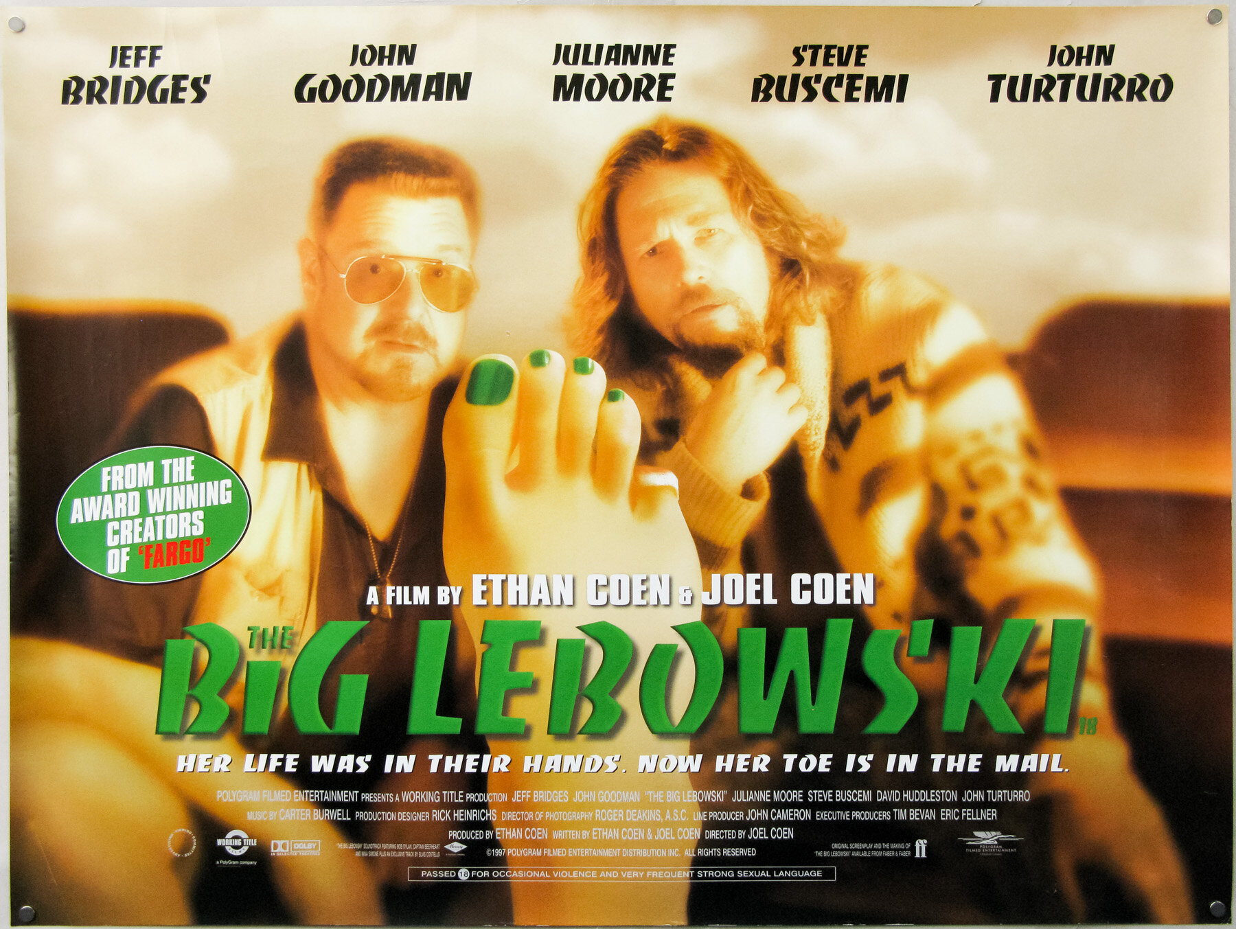 Плакат, постер Большой Лебовски (The Big Lebowski) на бумаге, размер 60х84см
