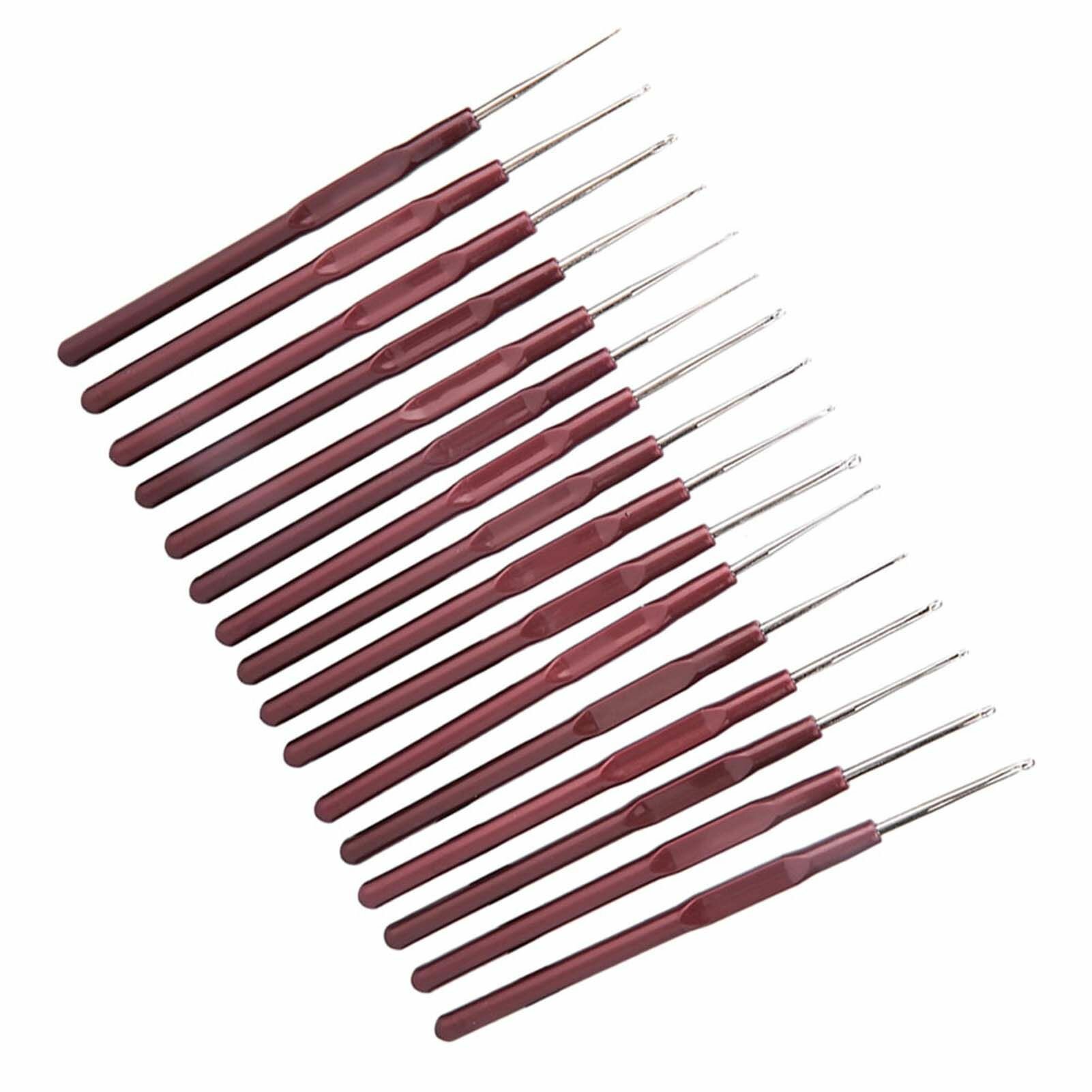 Набор крючков для вязания кrochet из нержавеющей стали с эргономичными пластиковыми ручками 16 шт. Ультратонкие крючки для кружева и вышивания
