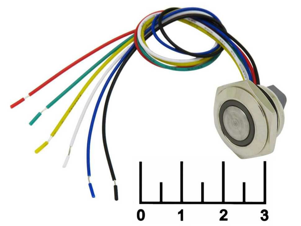 Кнопка GQ16TF-6E/RGB/N без фиксации антивандальная металл (16мм)