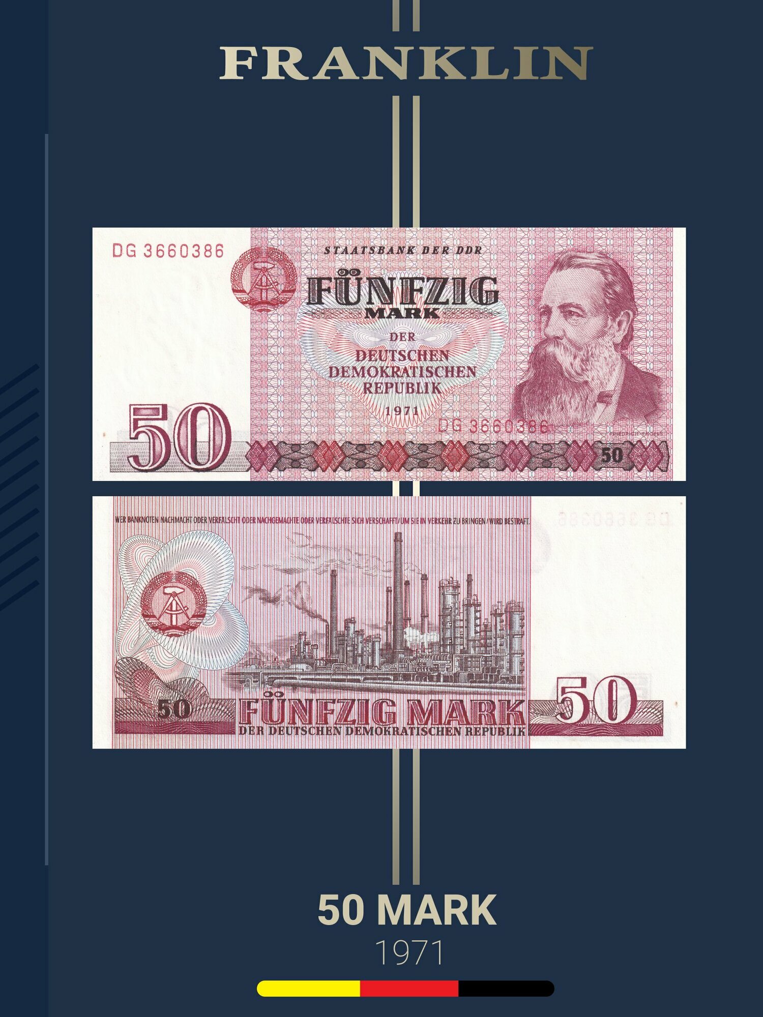 Банкнота Германия 50 марок 1971 год (aUNC) Pick 30 ГДР