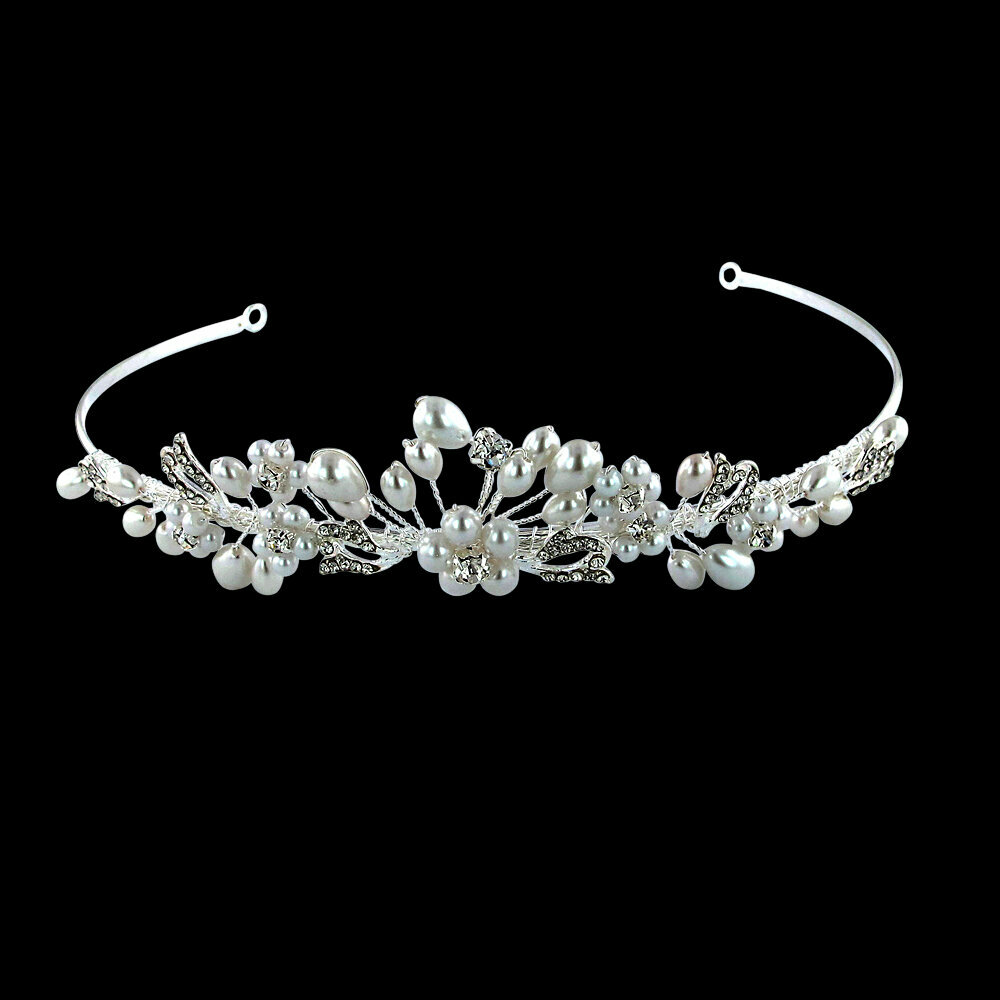Диадема с жемчугом, стеклом, Эстет, жемчуг искусственный, ювелирное стекло,35.7 гр.