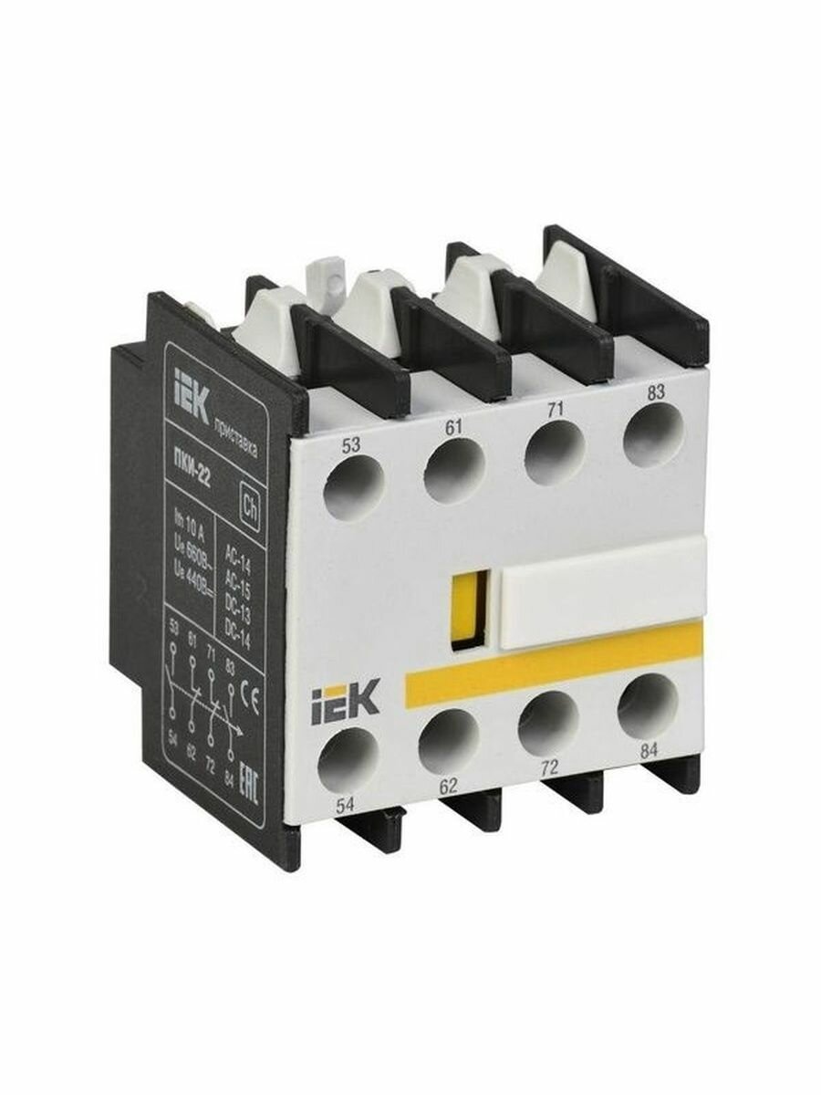 Приставка контактора IEK ПКИ-22, 4 полюса, DIN-рейка, 1 упаковка