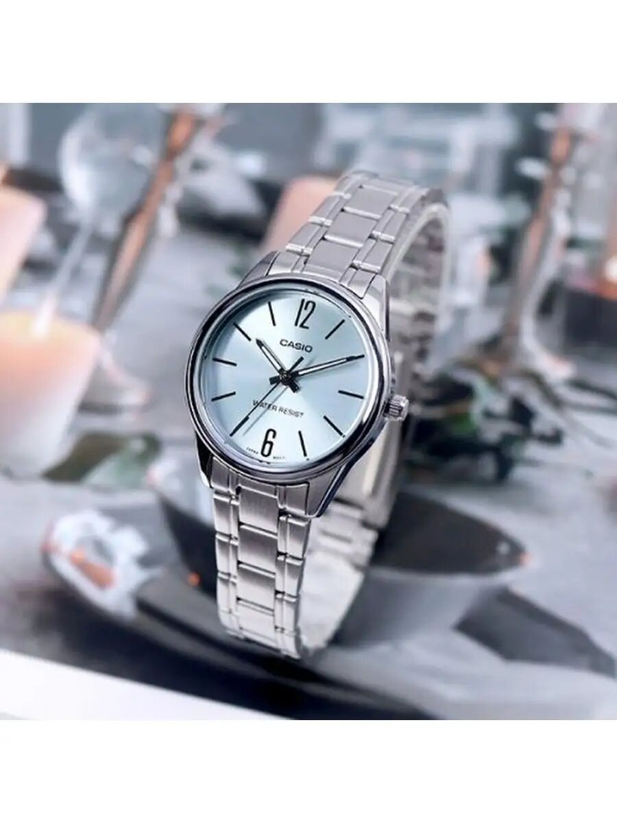 Наручные часы CASIO Collection, серебряный, голубой — фото 1