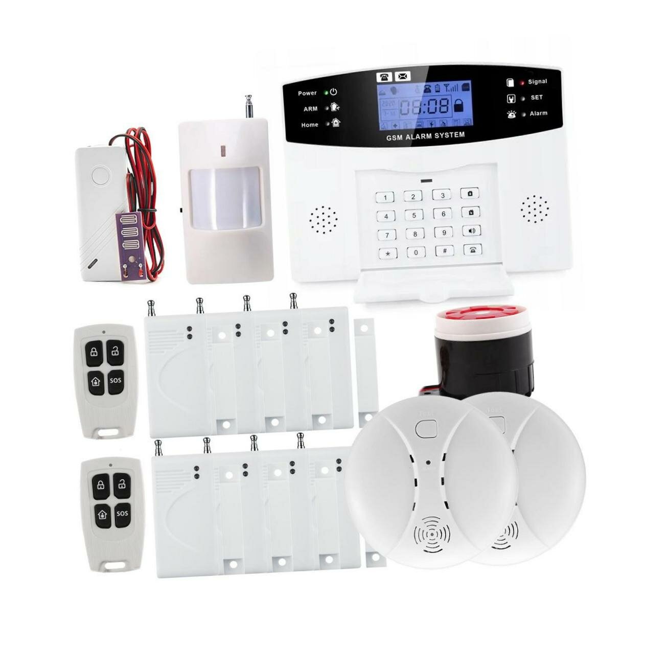 Комплект: автоматическая пожарная GSM/4G сигнализация Страж Сигнал-GSM-15 (SMS) (A64015NA) 15 радиоканальными датчиками в комплекте для квартиры и о