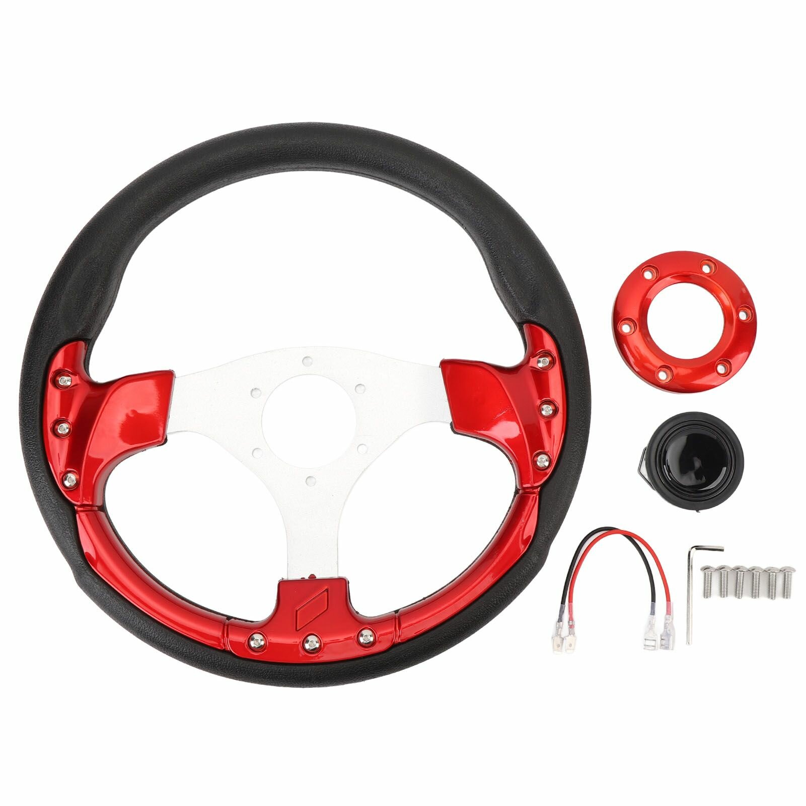 13-дюймовый красный автомобильный руль из полиуретана, стильный, ударопрочный, гоночный, с улучшенным комфортом, простая установка в автомобиль