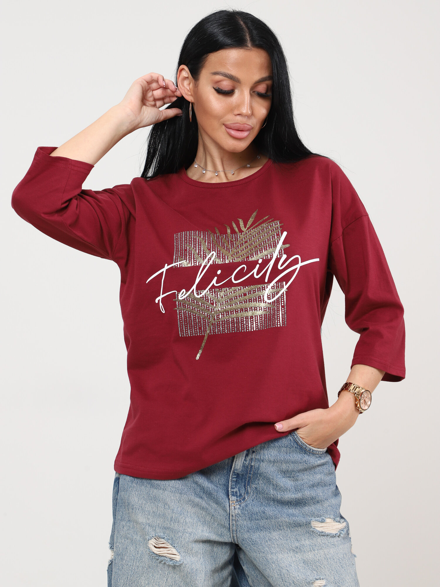 Футболка с принтом больших размеров