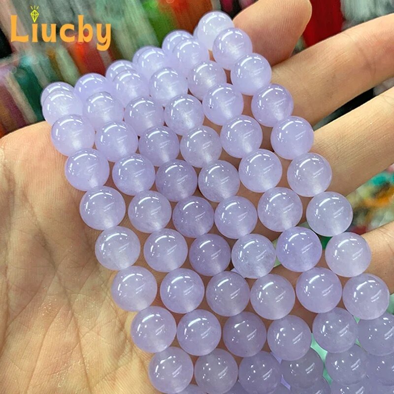 Бусины из халцедона 4/6/8/10/12/14 мм 10mm-about 36pcs, Light purple chalced